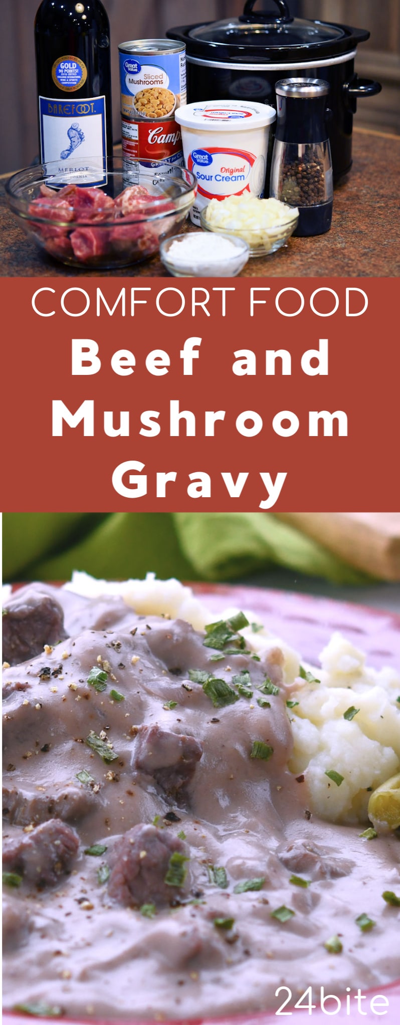 Homestyle Beef Tips and Mushroom Gravy Recipe | 24Bite® Recipes