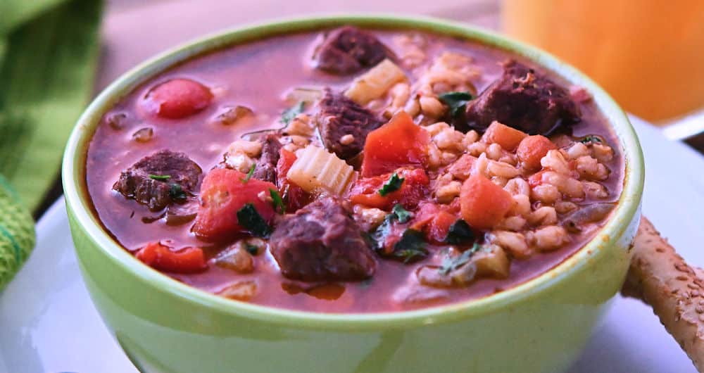 Instant Pot Hearty Beef Barley Stew | 24Bite® Recipes